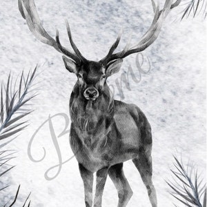 Printable Wild Stag Illustration, Instant Download Stag, Wild Stag Wall ...