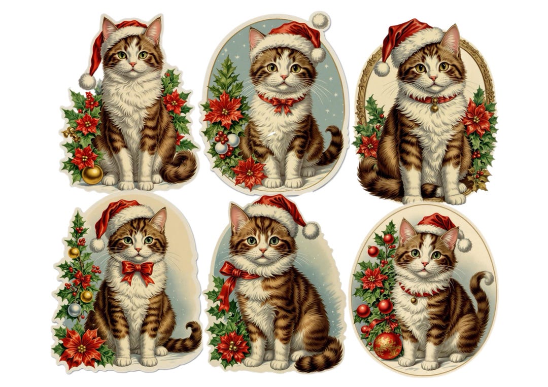 Christmas Cat Rice Paper for Decoupage, Card Making, Decorative Paper ...