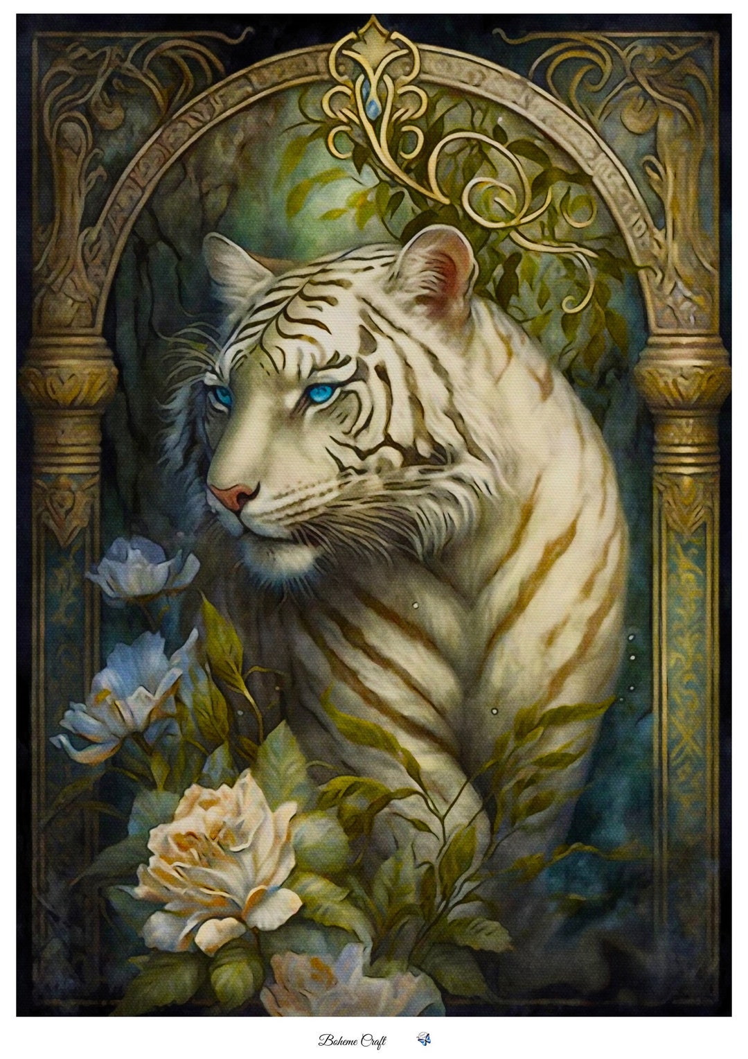 Decorative Rice Paper for Decoupage, Gothic Tiger, Art Print ...