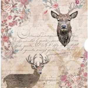 Stag Collage Rice Paper: Floral Decoupage Tissue (A4 Sheet) - Etsy