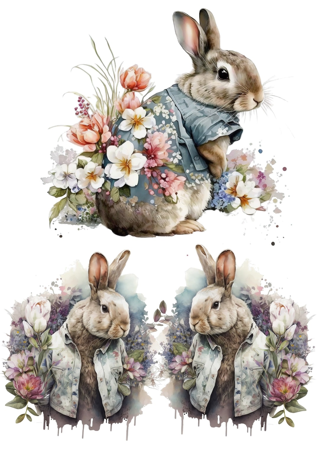 Rice Paper for Decoupage / Rabbits/ Mulberry Tissue / Scrapbooking / 1 ...