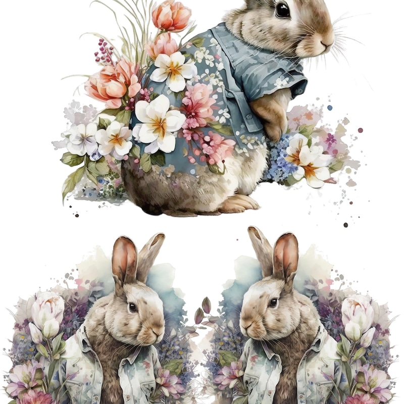 Rabbit Prints for Decoupage - Etsy