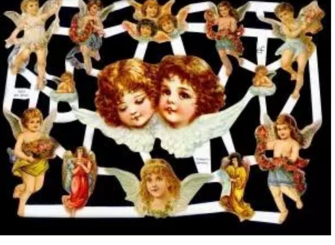 Paper Die Cut Scraps, Vintage Angels, Scrapbook Sheet, Embossed Scrap ...
