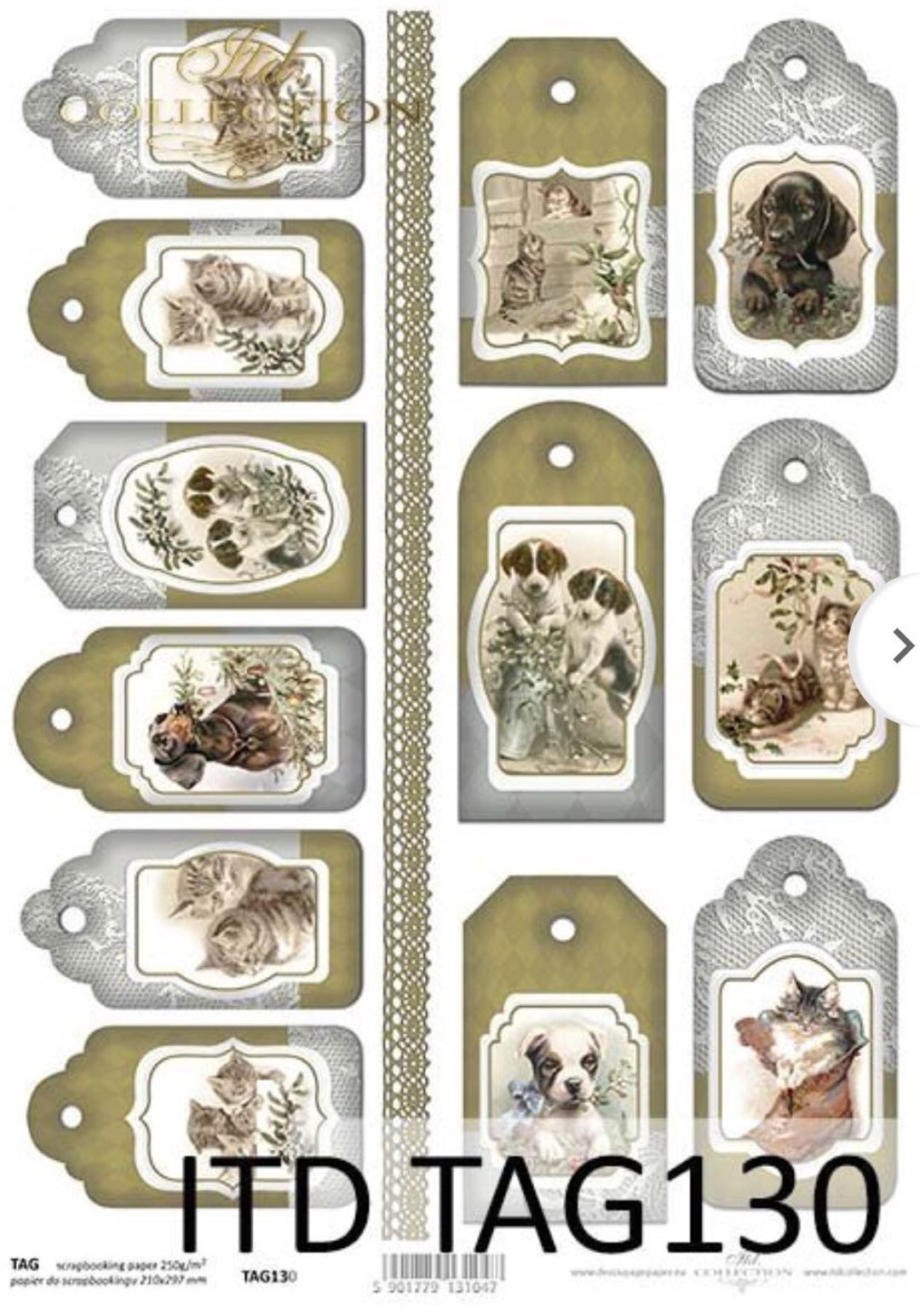 A4 Sheet of Paper Gift Tag Frames Dogs Card Making - Etsy