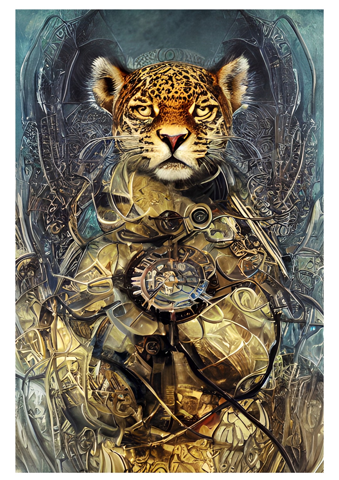 Steampunk Leopard Rice Paper for Decoupage, Scrapbook Ephemera, Card ...