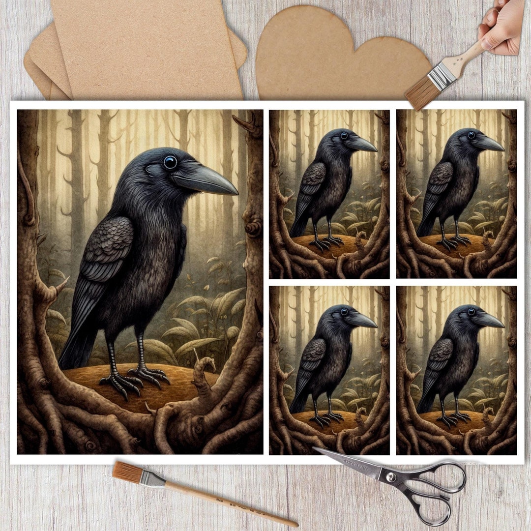 Gothic Black Crow Rice Paper for Decoupage: Grimoire Collage Sheet - Etsy