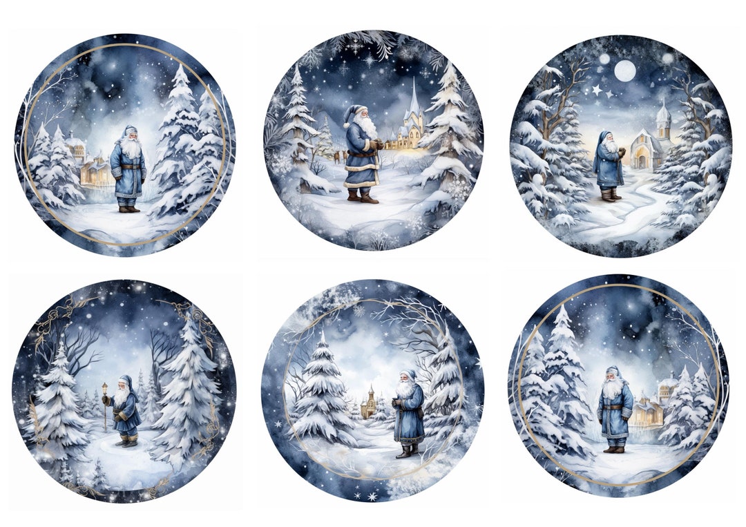 Santa Snow Scene Rice Paper for Decoupage, Christmas Collage ...