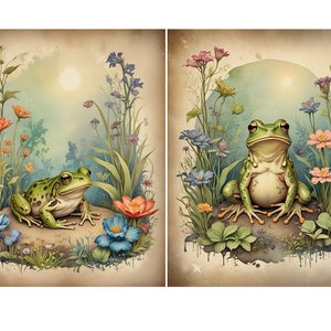 Vintage Frogs Printable Clipart Collage Set for Decoupage, Junk ...