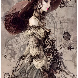 Rice Paper for Decoupage, Gothic Steampunk Woman, Scrapbooking, Card ...