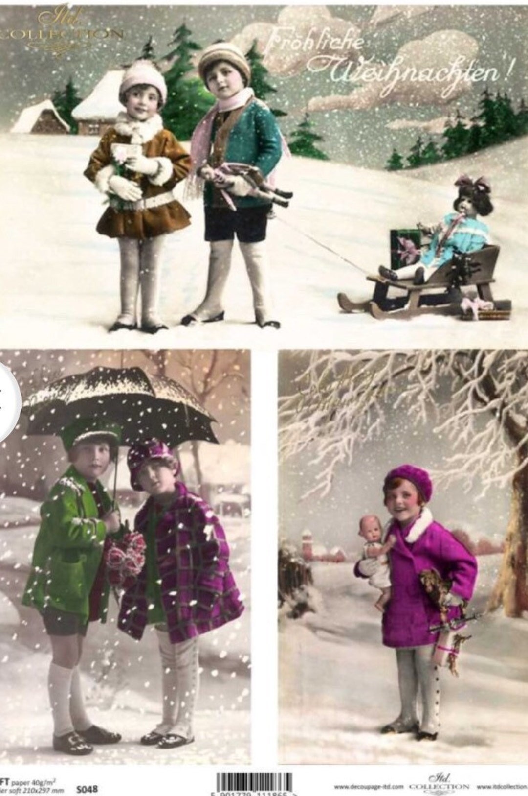 A4 Decoupage Paper Vintage Christmas Winter Snow Scene Soft - Etsy