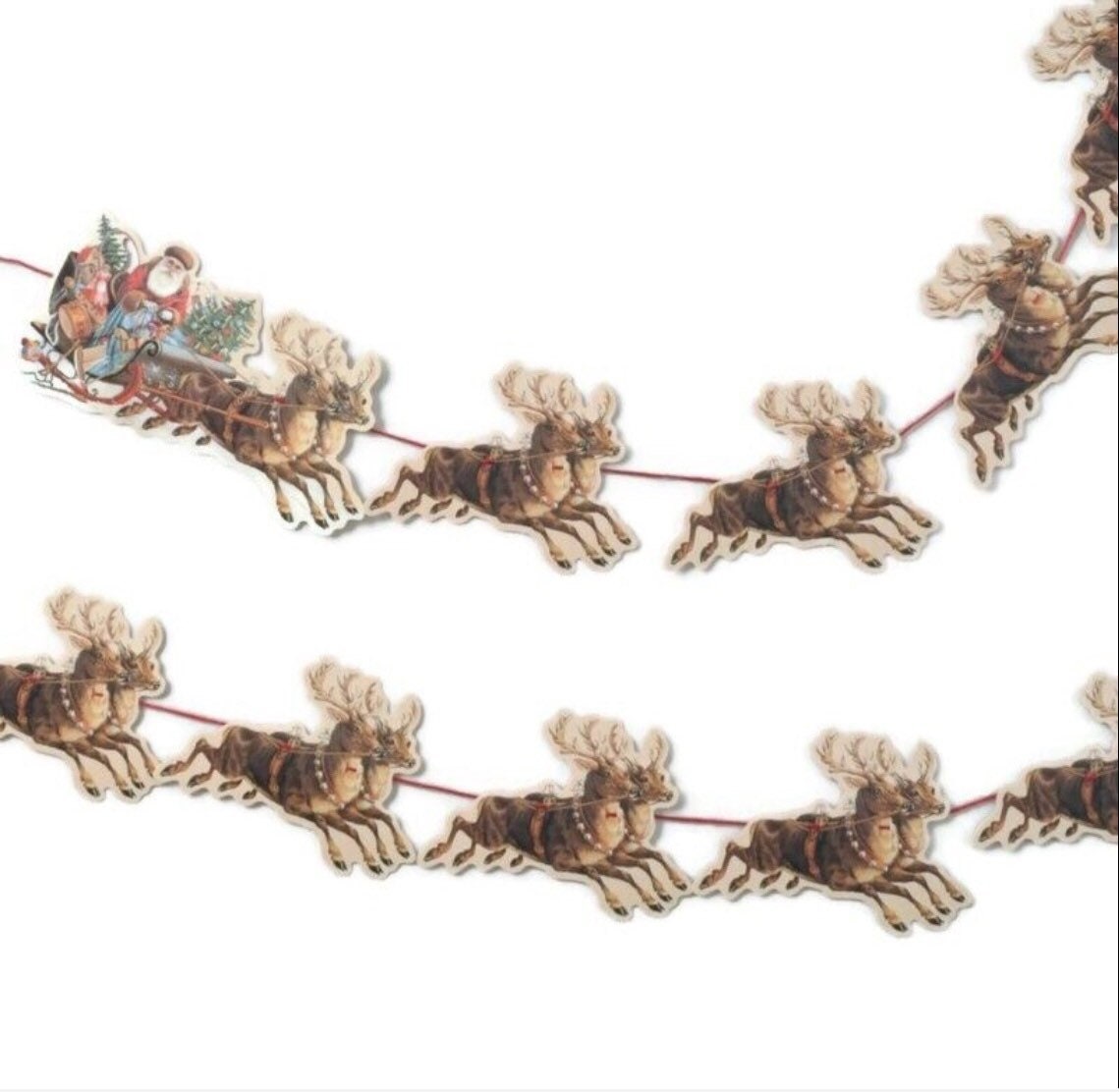 Paper Scrap Die Cut Relief Christmas Santa and Reindeer | Etsy