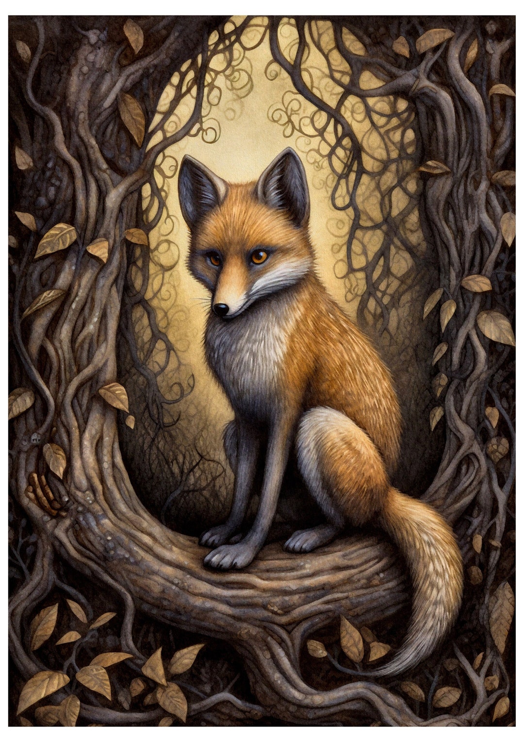 Rice Paper for Decoupage, Gothic Fox, Art Print, Decorative Paper Crafts, Scrapbooking, Card ...