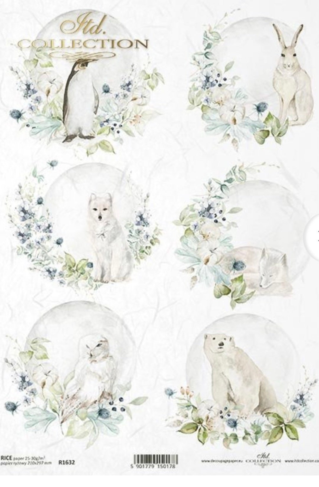 Winter Arctic Animal Snow Scenes Rice Paper for Decoupage , Scrapbook ...