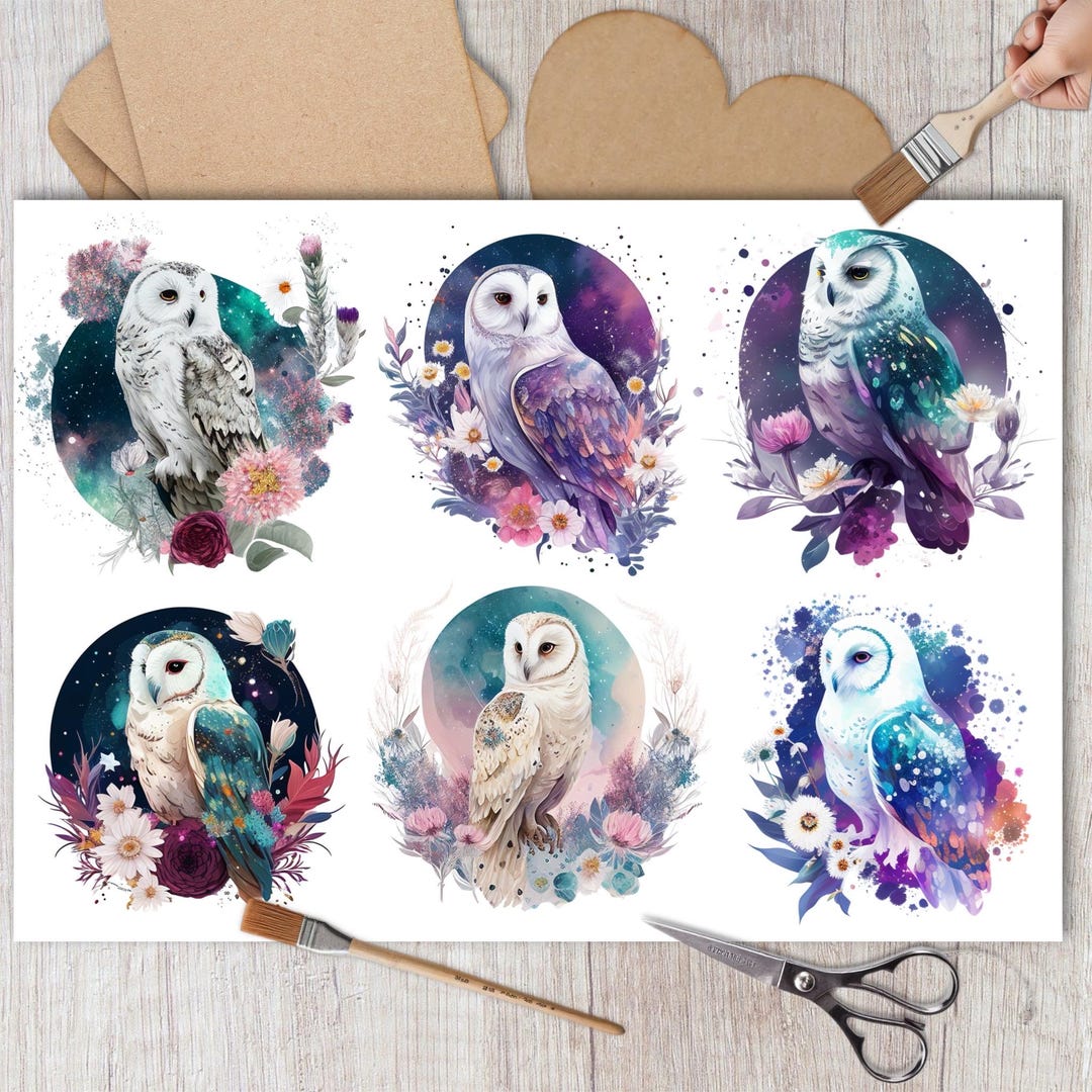 Watercolor Owl Collage Rice Paper: Scrapbooking, Decoupage (A4/A5) - Etsy