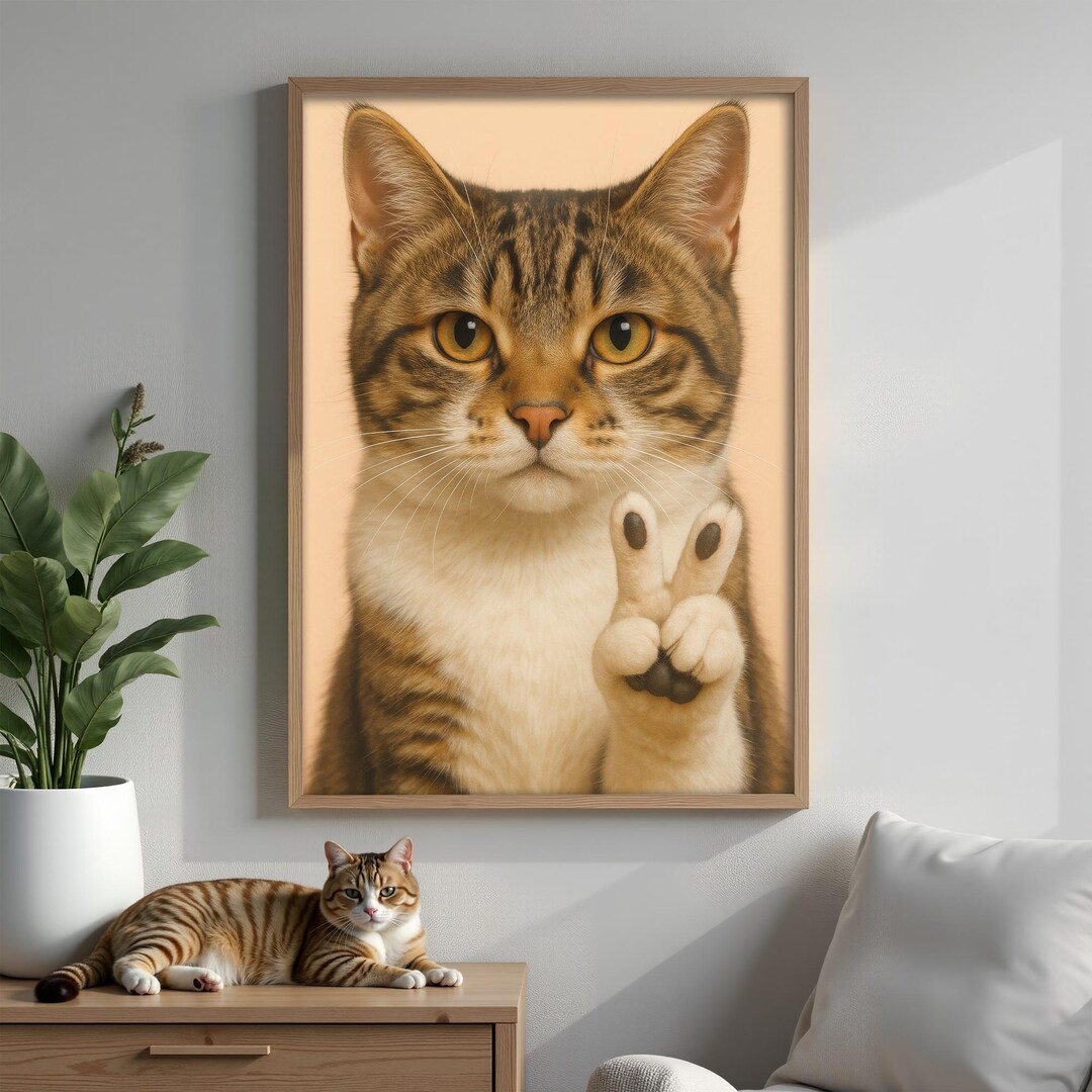 Funny Cat Posters | Cute Cat Art Prints | Fun Animal Wall Art | Quirky ...