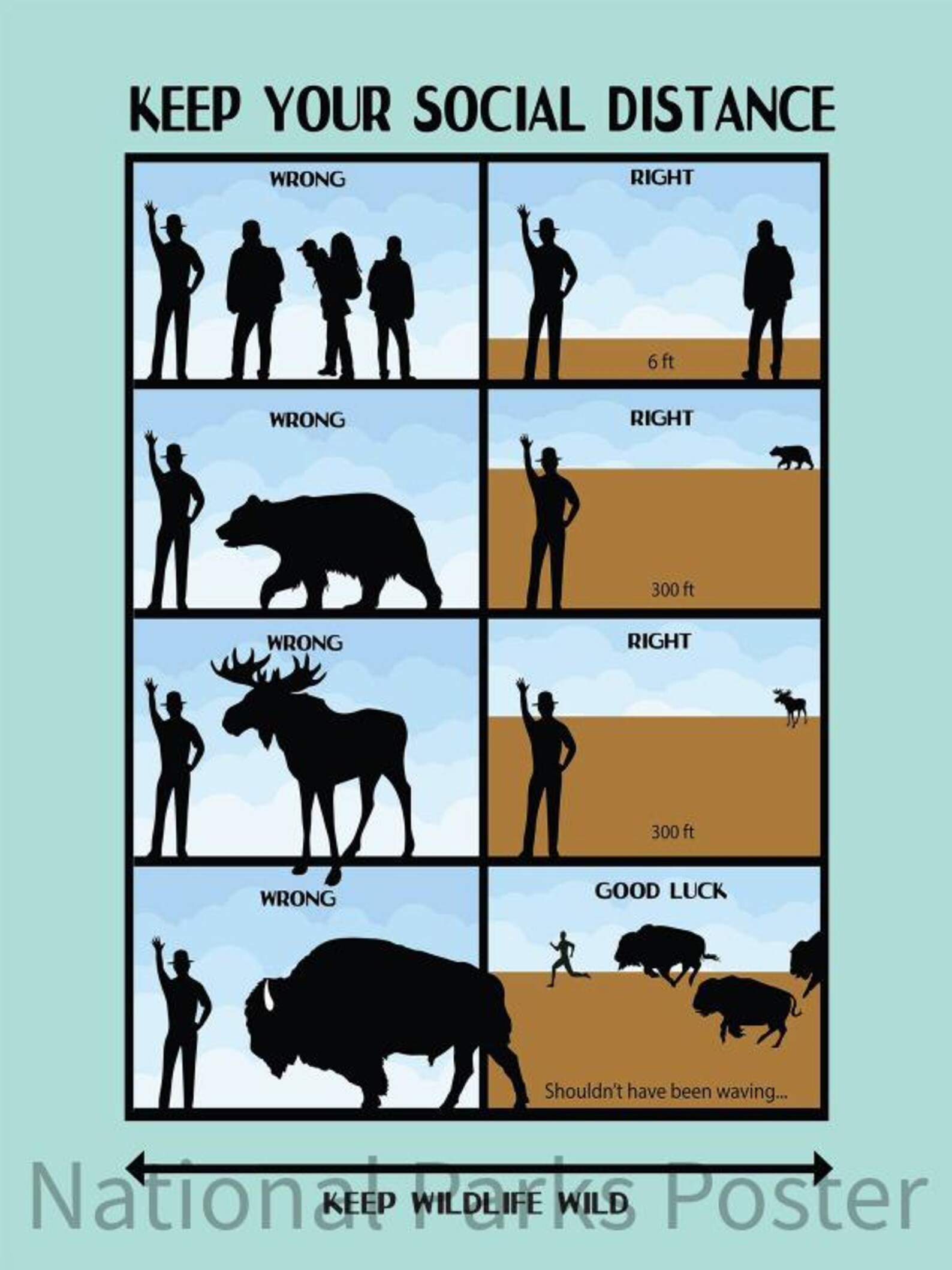 Funny National Park Safety Poster – Retro Wilderness Humor Art (digital ...