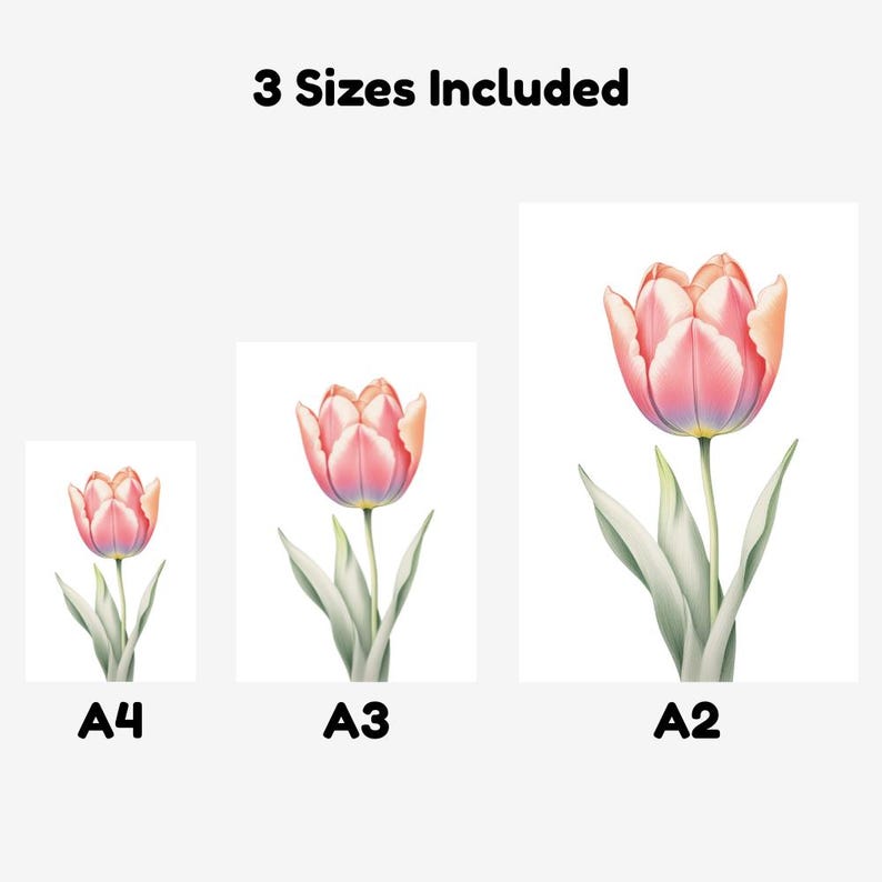 Printable Crayon Tulip Wall Art, A4 A3 A2 PDF Download, Colorful Floral ...