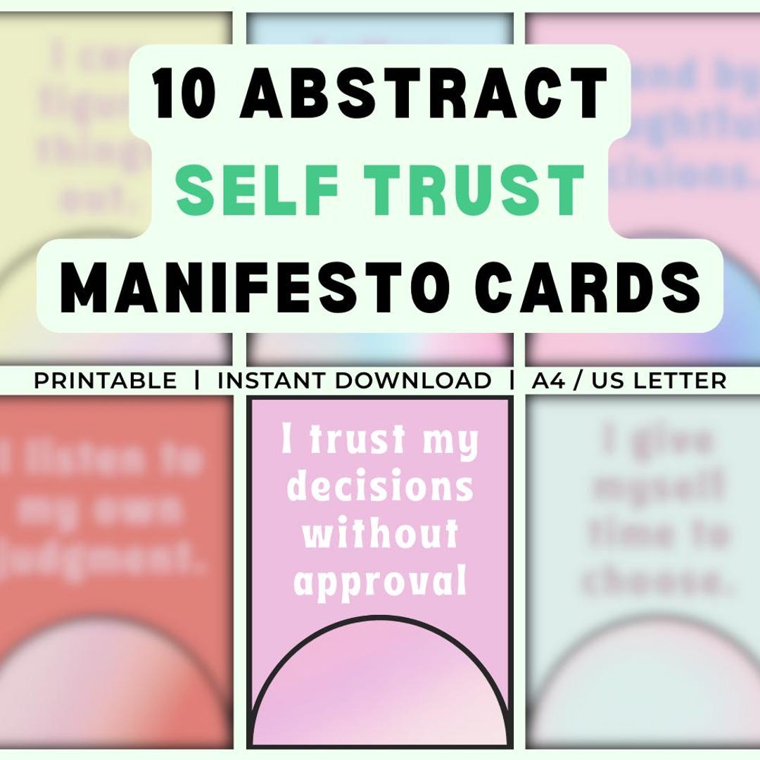 Printable Abstract Self Trust Manifesto, Real Manifestation Cards (A4 ...