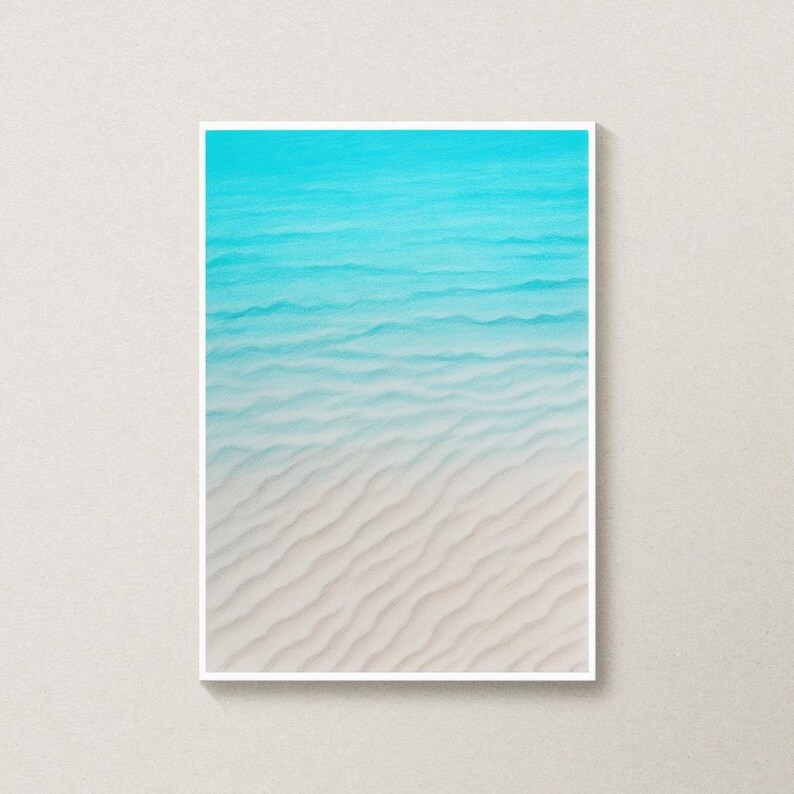 Printable Crayon Beach Wall Art, Sand and Water Digital Art, A4 A3 PDF ...