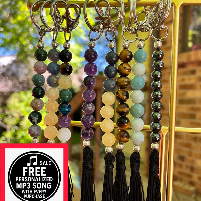 Gemstone Keychain - Etsy