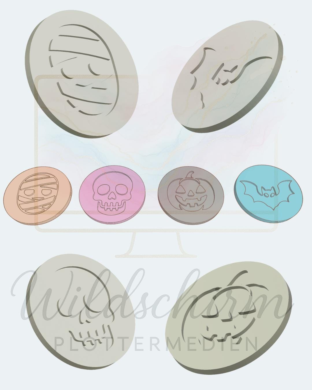 Halloween 3D Printing and Plotter File – Spooky Coin Set (pumpkin, Bat ...