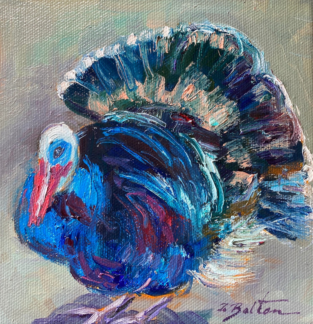 Turkey Original Oil Painting: Thanksgiving Kitchen Decor, 6x6" Gallery ...