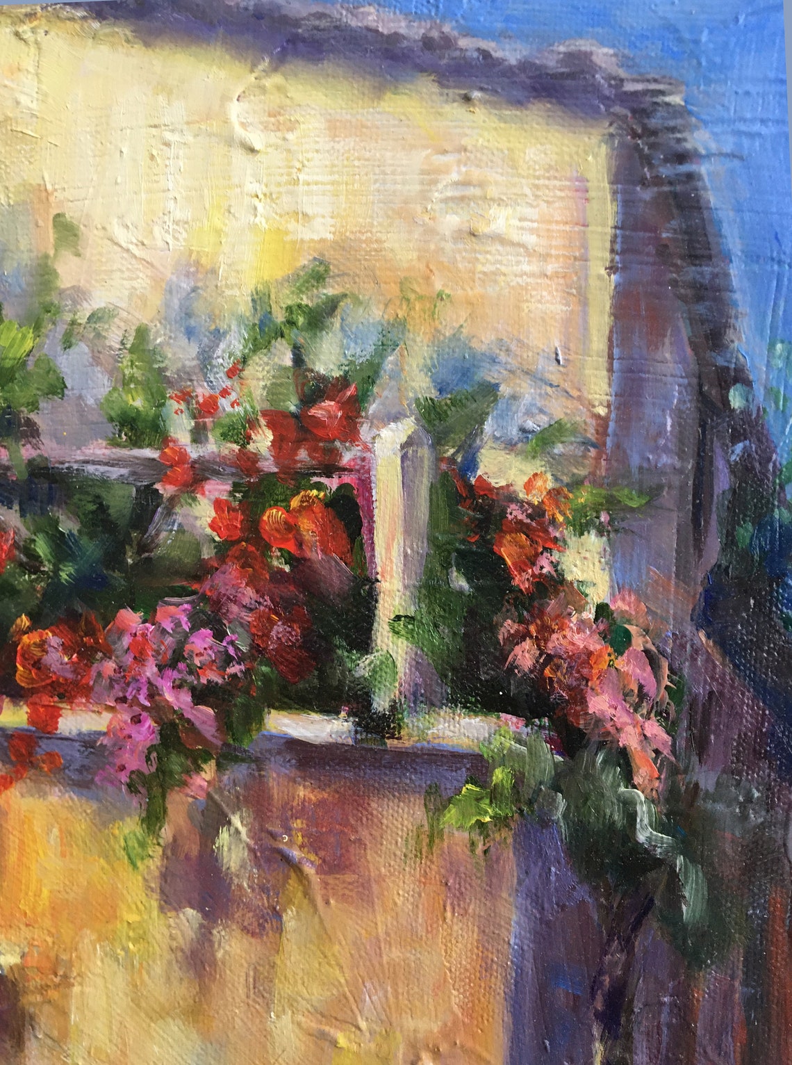 Spanish Village in Spain Landscape Modern Portrait Painting | Etsy