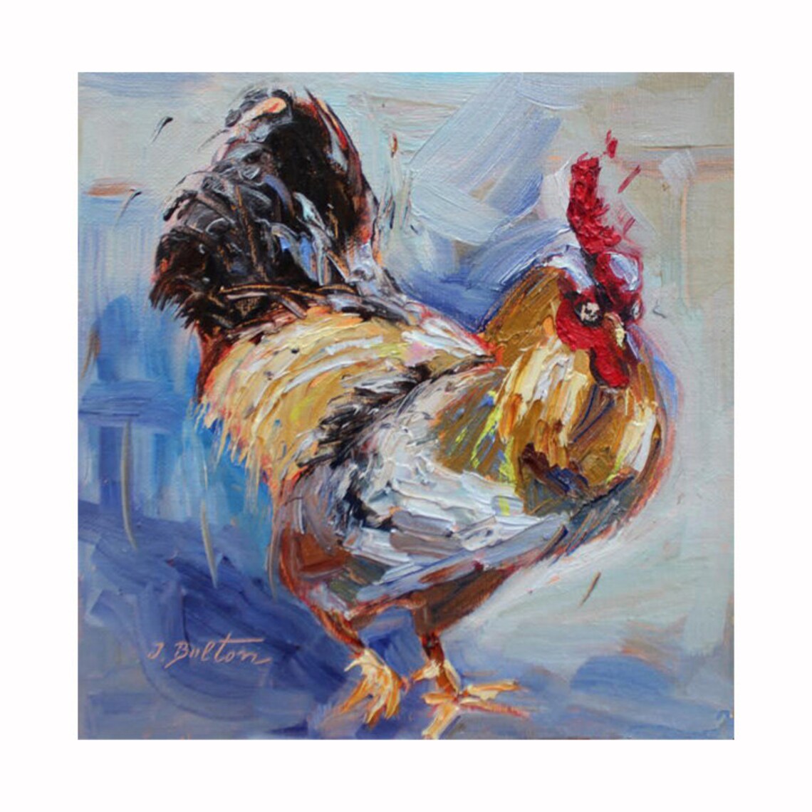 Rooster Art Print Digital Print Reproduction of Original Oil | Etsy