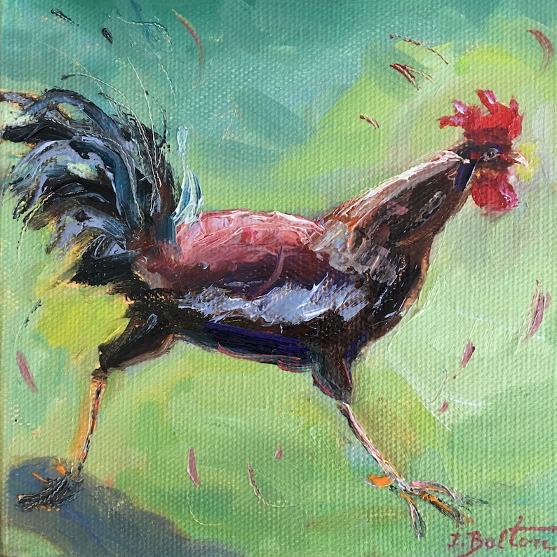 Retrato de pintura al óleo de gallo pintura de gallo pintura - Etsy España