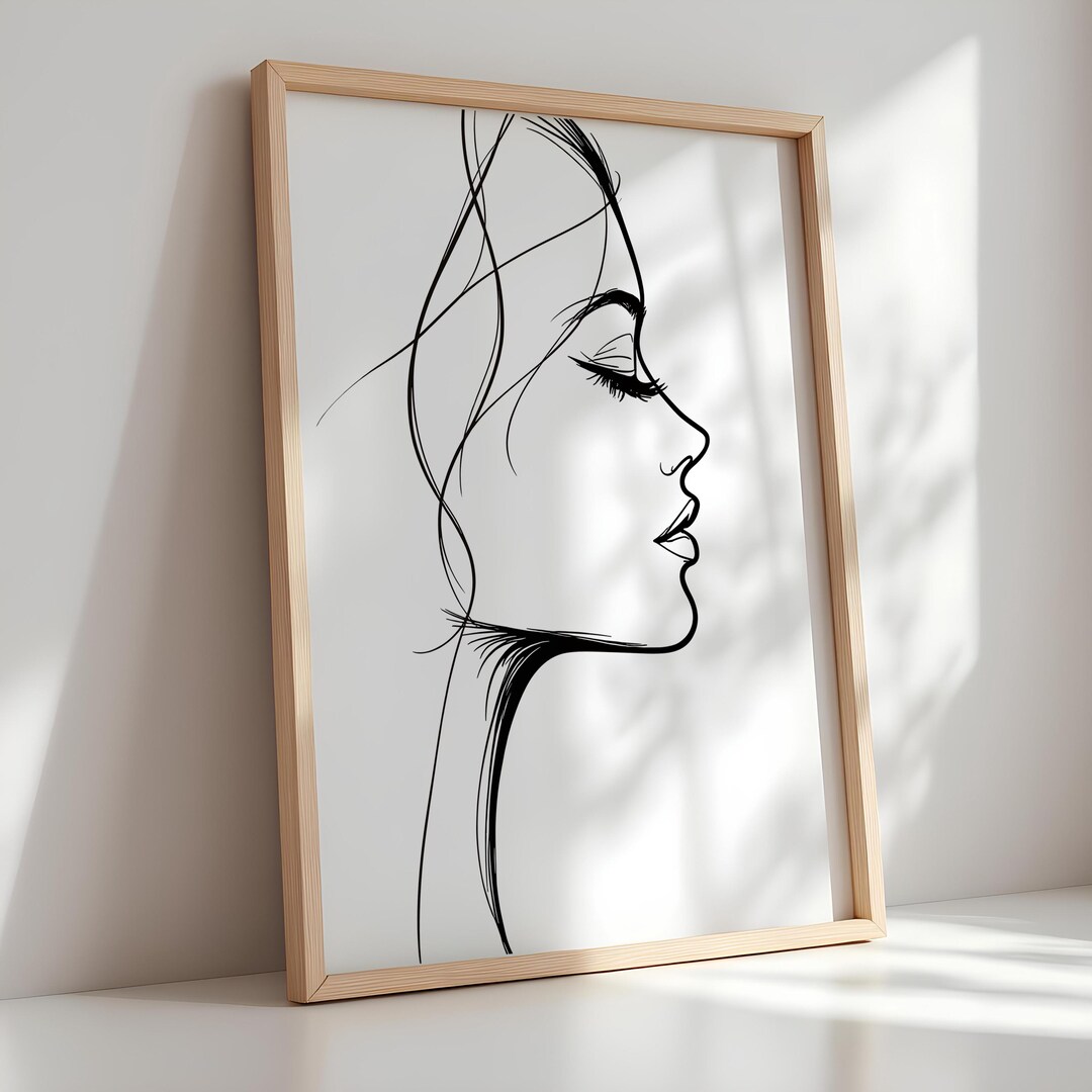 Female Side Profile Line Art – Elegant Woman Face Outline – Minimalist ...