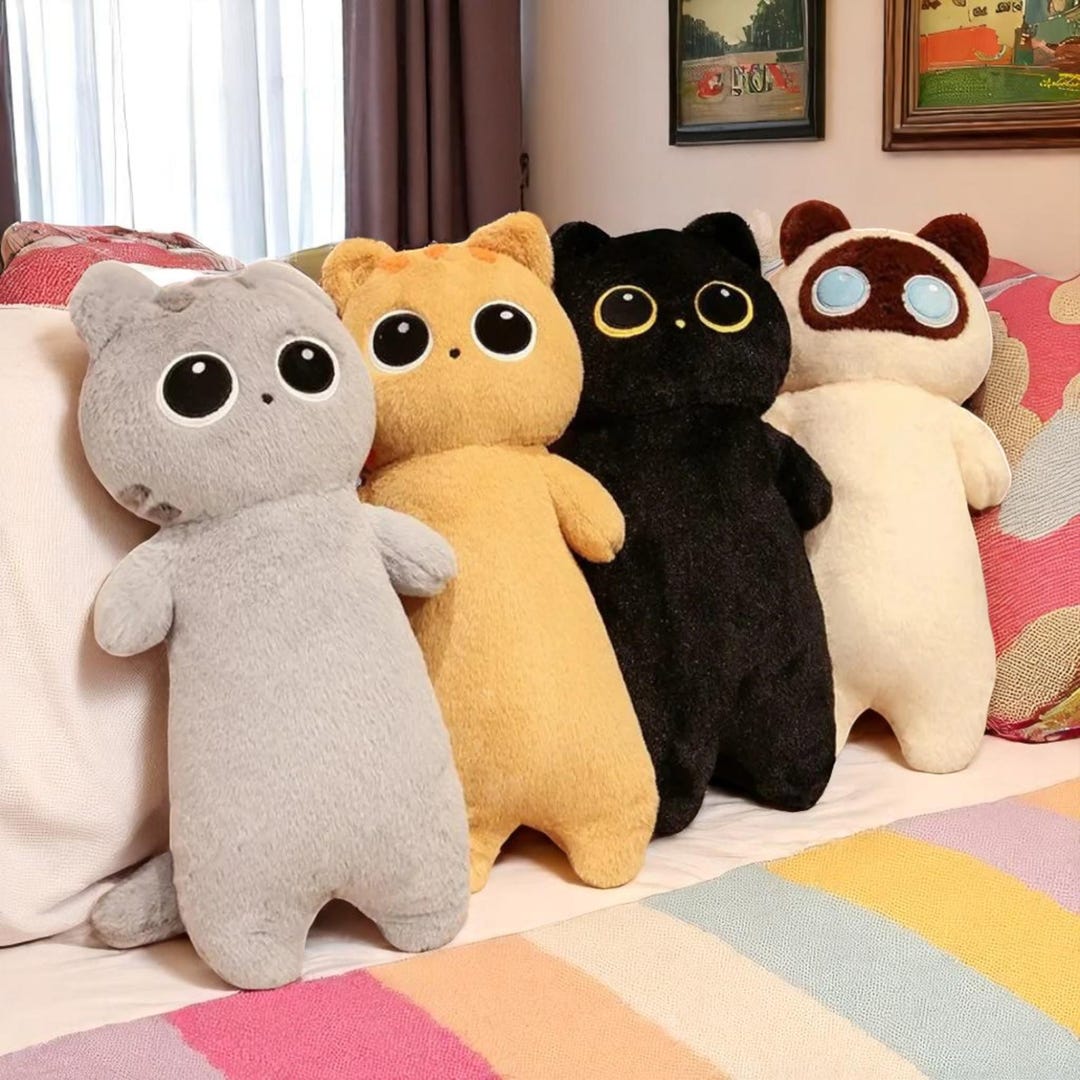 Giant Cat Body Pillow Plush, Soft Kawaii Hug Pillow for Cat Lovers ...