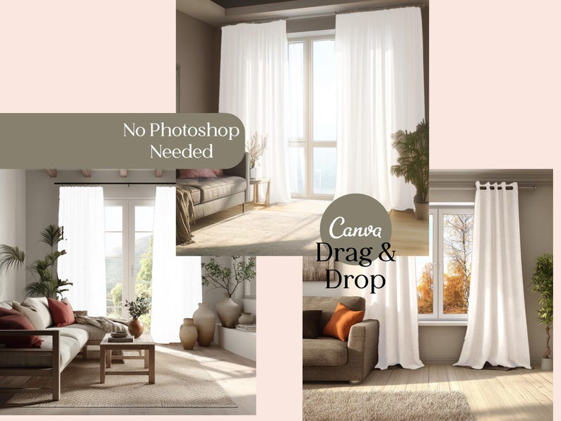 Curtain Mockup Canva Template Drag Drop Window Curtain Mockup Editable ...