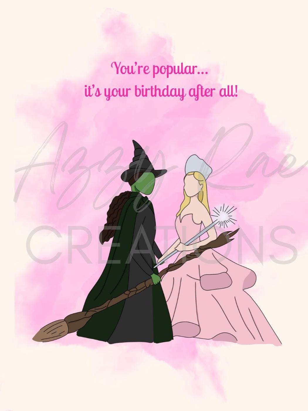 Wicked Birthday Card: Elphaba or Glinda, Broadway Musical - Etsy
