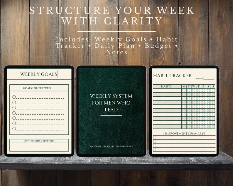 Weekly Planner for Men – Minimalist Productivity System | Track Habits ...