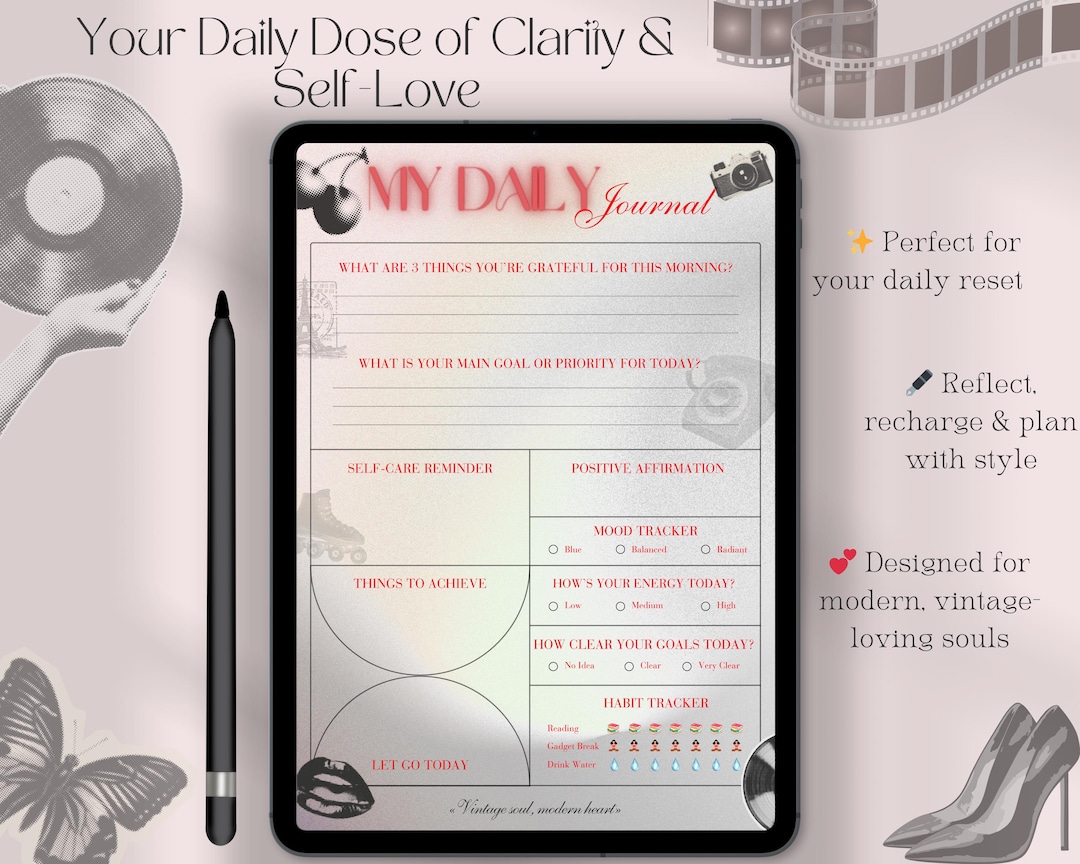 Vintage Daily Planner for Women – Printable & Fillable PDF | Retro ...