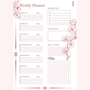 Elegant Monthly Planner | 4-week Soft Floral Design | Printable ...