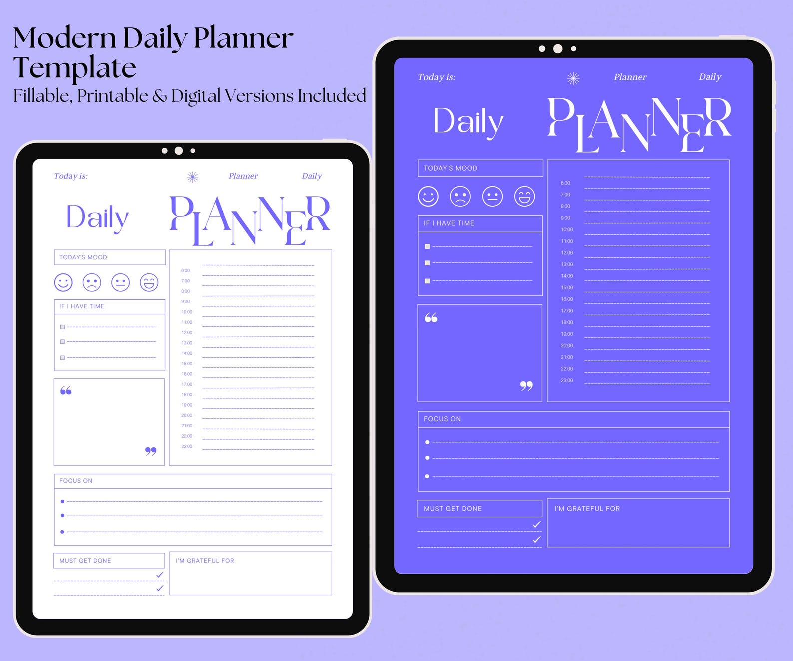 Modern | Daily | Planner | PDF | Fillable | Printable | Instant ...