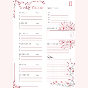 Elegant Monthly Planner | 4-week Soft Floral Design | Printable ...