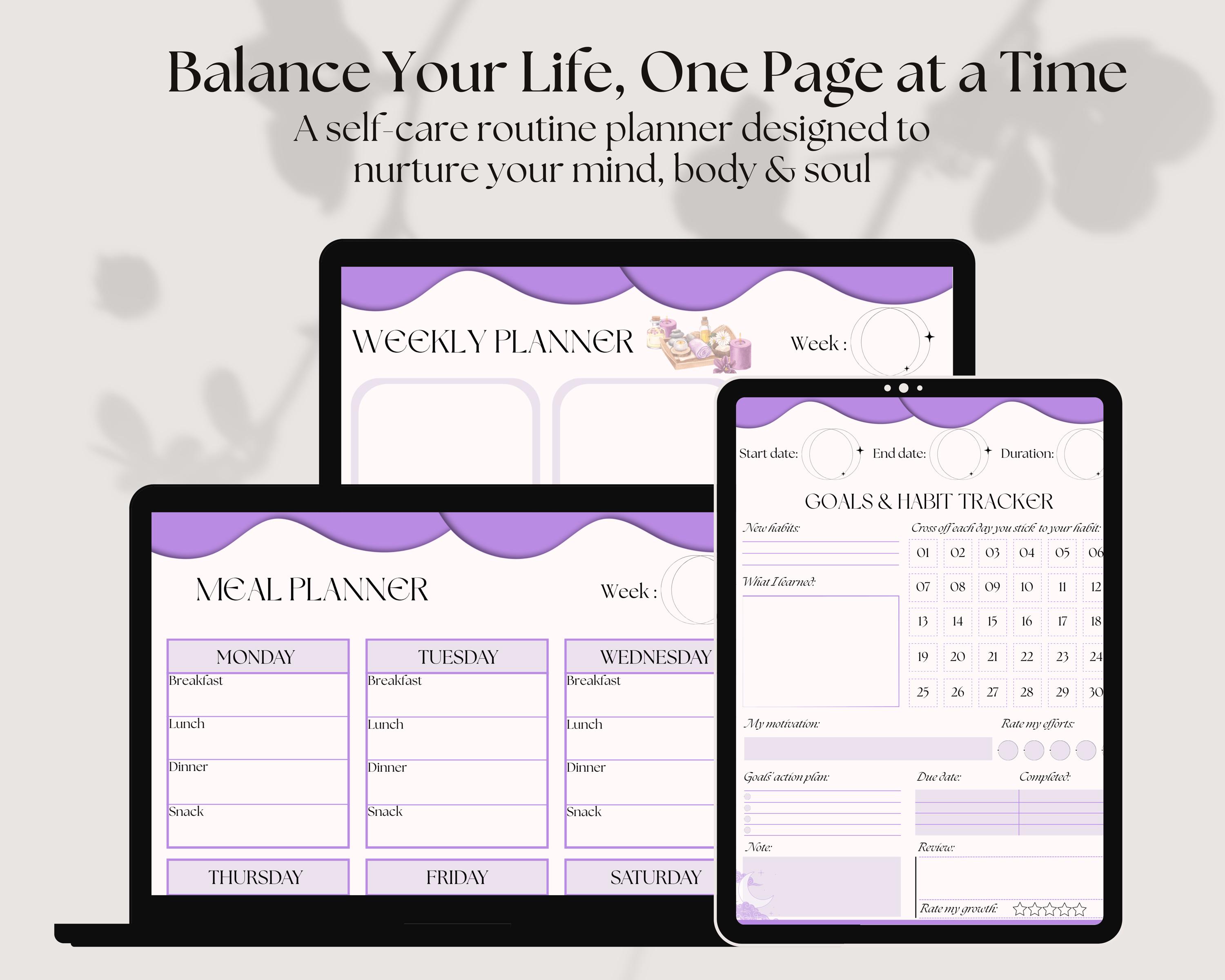 Self-care Planner for Women – Mental Wellness, Daily Routine & Habit ...