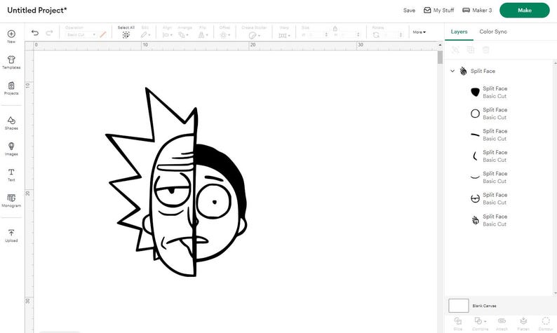 Rick and Morty Split Face Cartoon SVG | Inspired by Wacky Sci-fi Duo ...