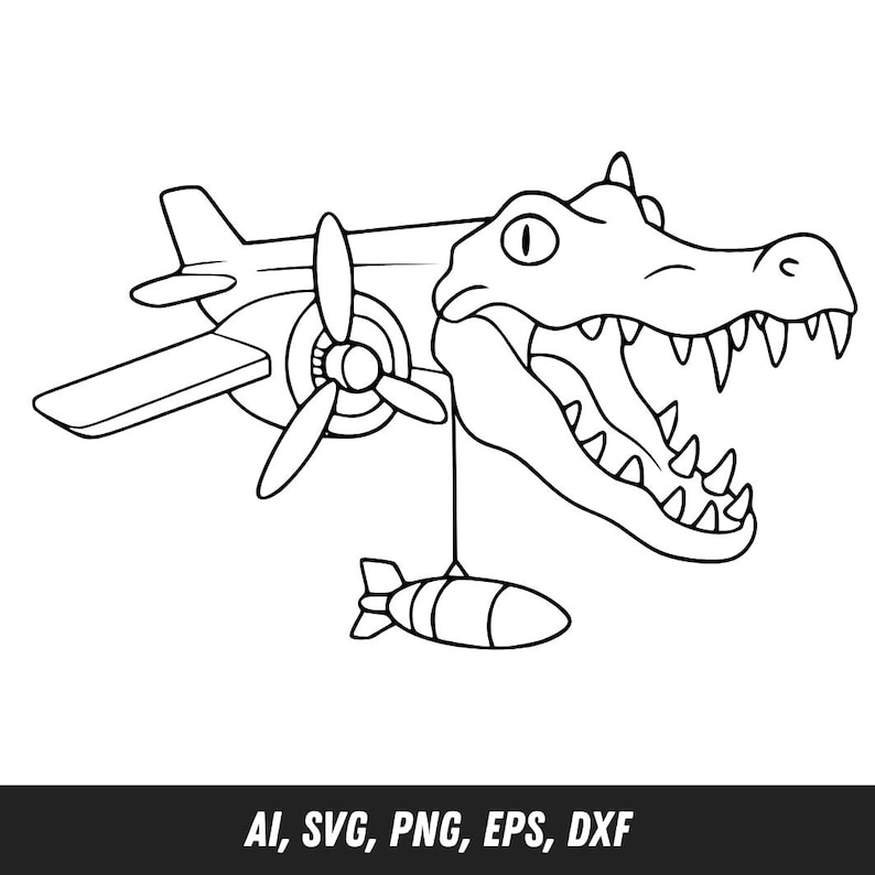 Bombardino Crocodilo Crocodile Plane With Bomb SVG | Ai, Svg, Png, Eps ...