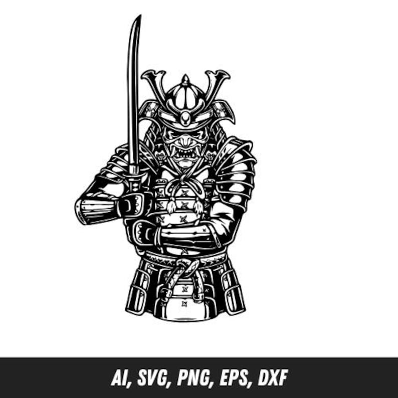 Samurai Warrior SVG | Japanese Armor Katana Vector for Cricut & Tattoo ...