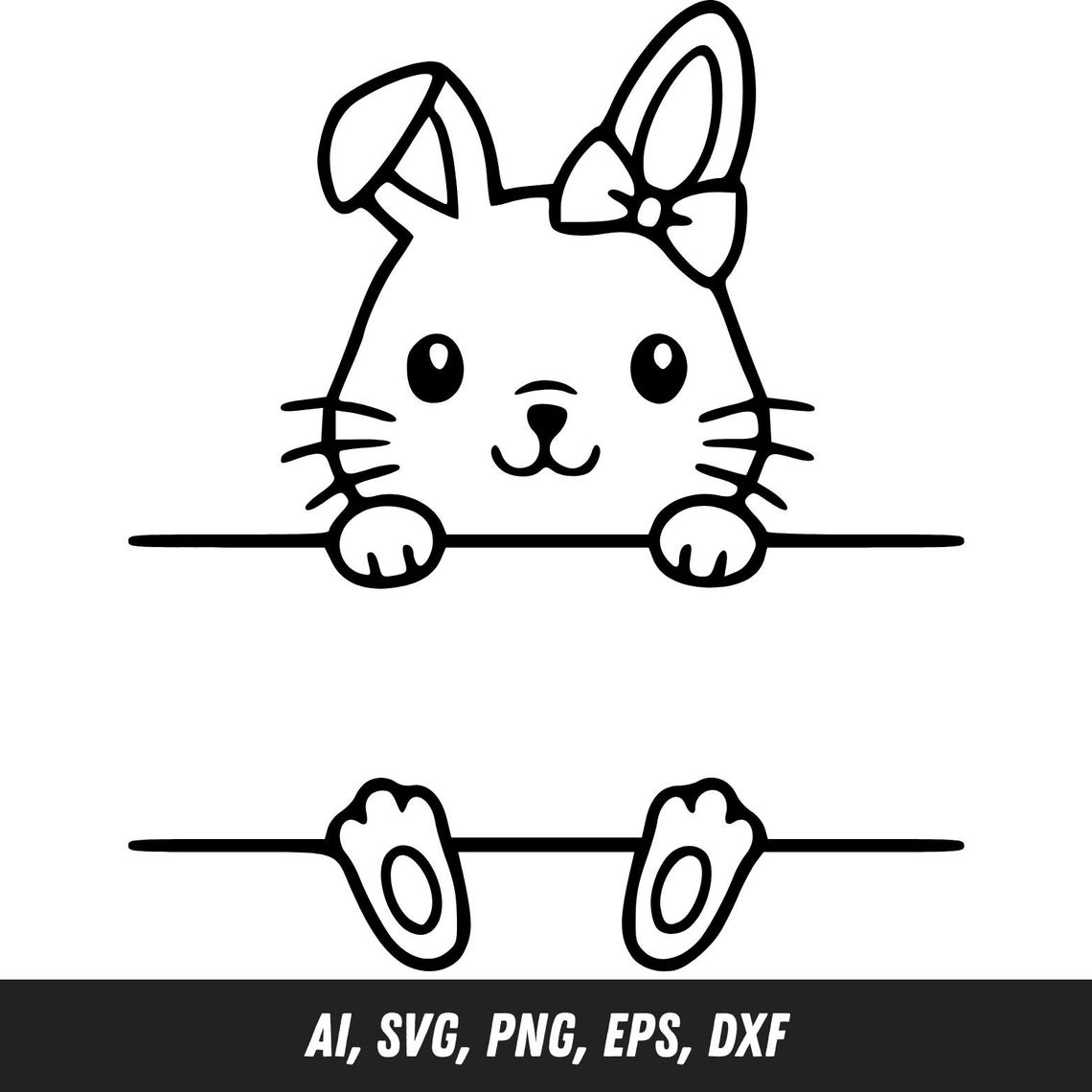 Peeking Bunny Line Art SVG | Easter Cricut Cut File - Etsy