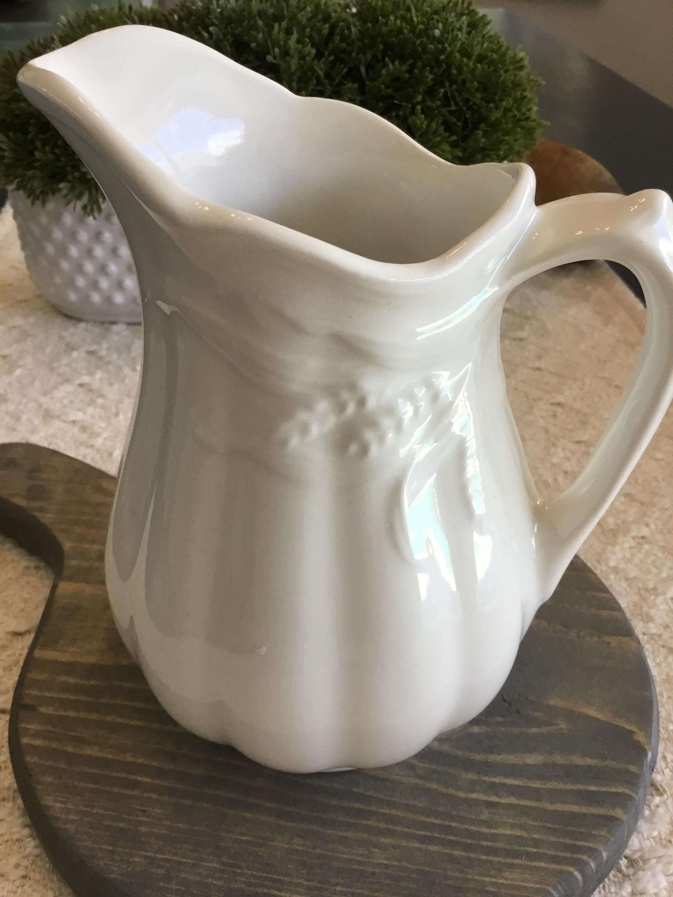 Vintage Ironstone Small Pitcher White Wheat England - Etsy