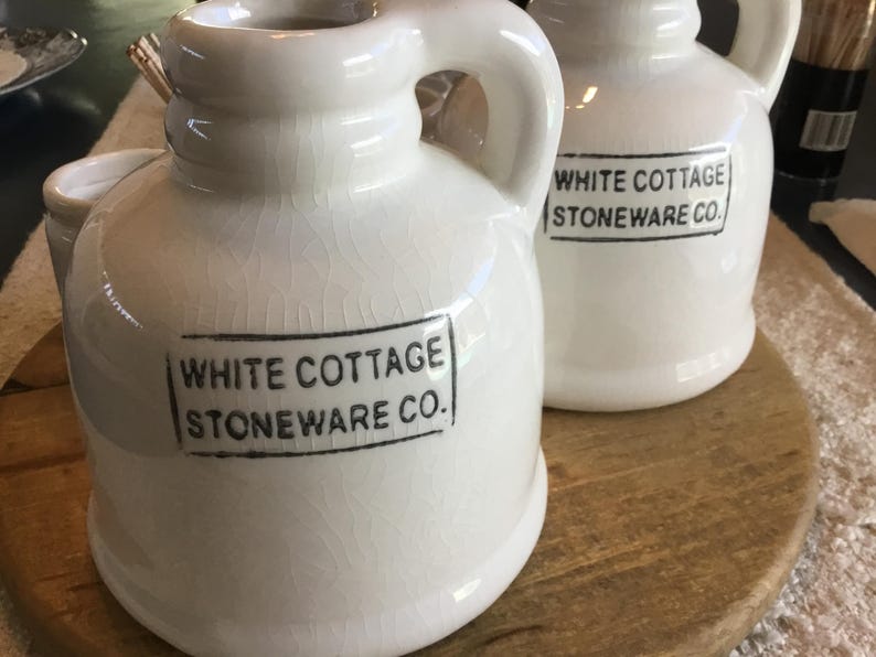 White Cottage Stoneware Co Jug Bottle Crock Pitcher Farmhouse - Etsy