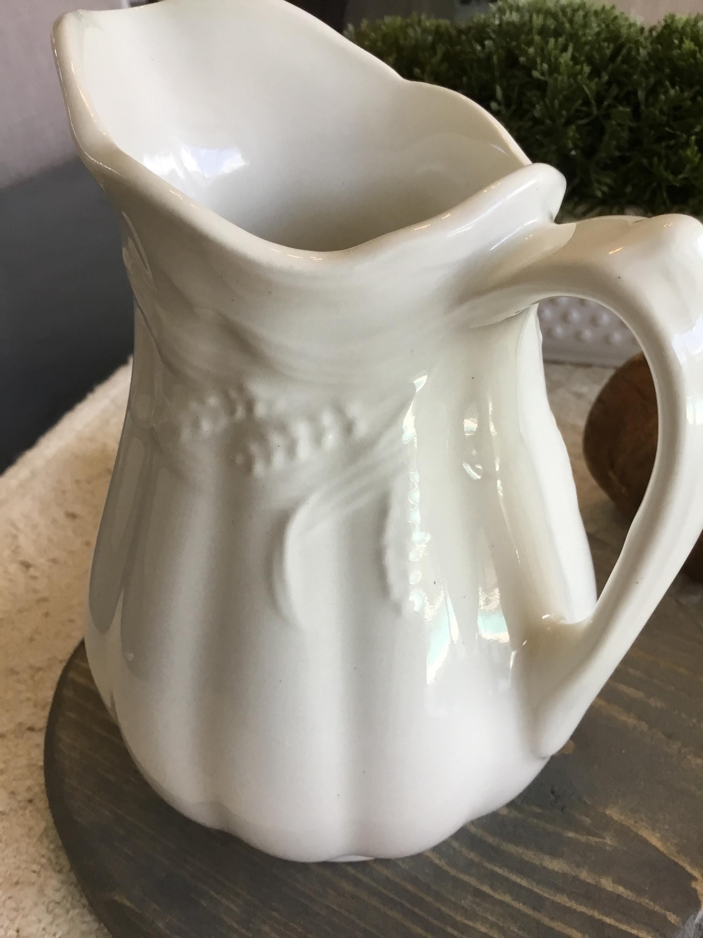 Vintage Ironstone Small Pitcher White Wheat England - Etsy