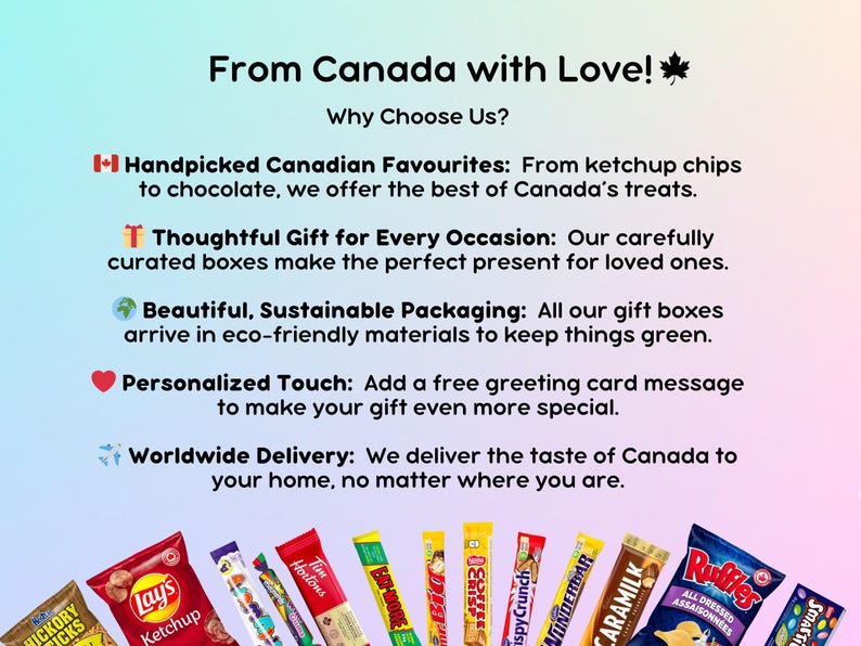 Canadian Chocolate Bars Gift Box | 16 Full Size Canadian Candy Bars ...
