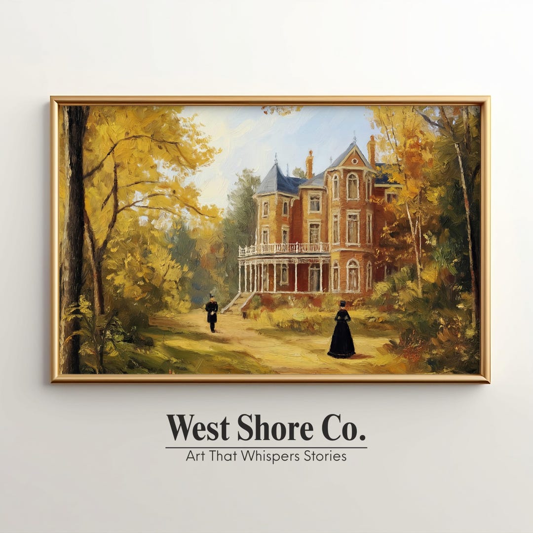 Victorian Autumn Reunion Print: Nostalgic Couple by Mansion (digital ...