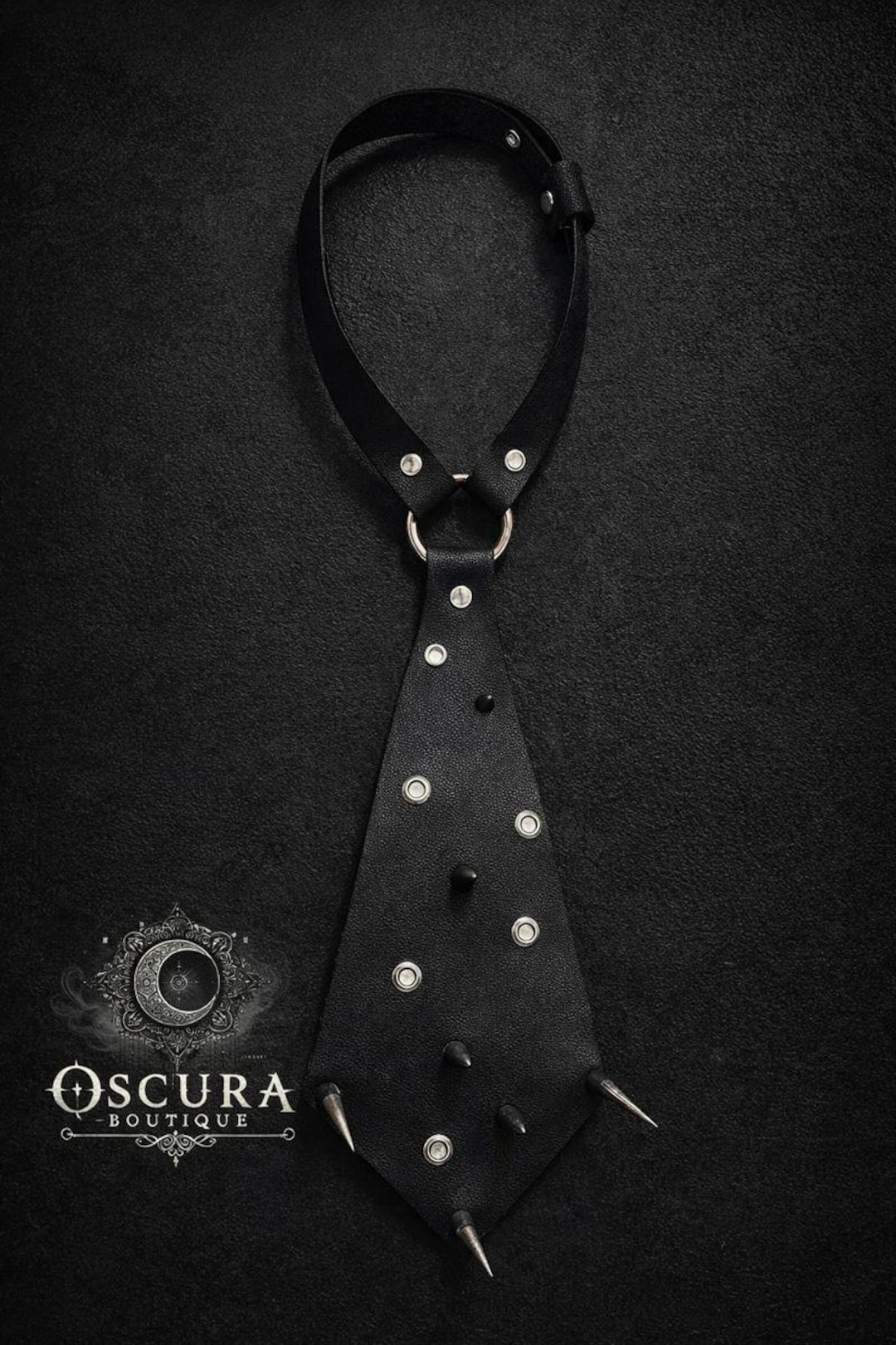 Black Gothic Tie With Steel Spikes – One-of-a-kind – Dark Fashion ...