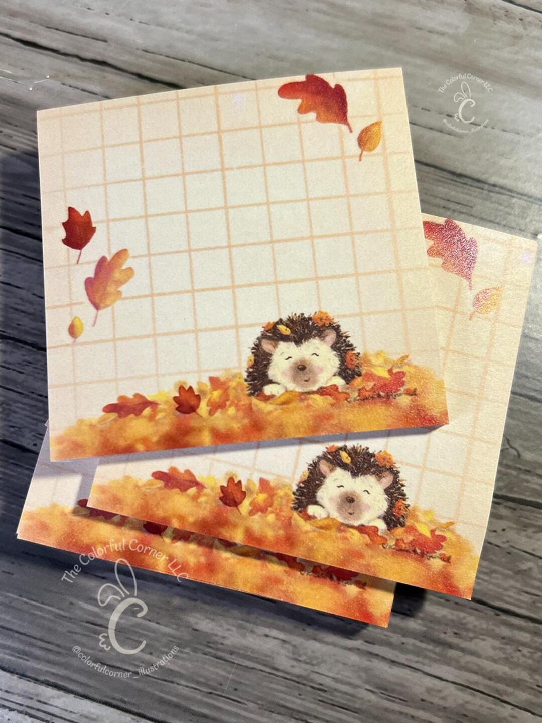 Hedgehog in Fall Leaves Sticky Notes | Fall Post-it Notes - Etsy